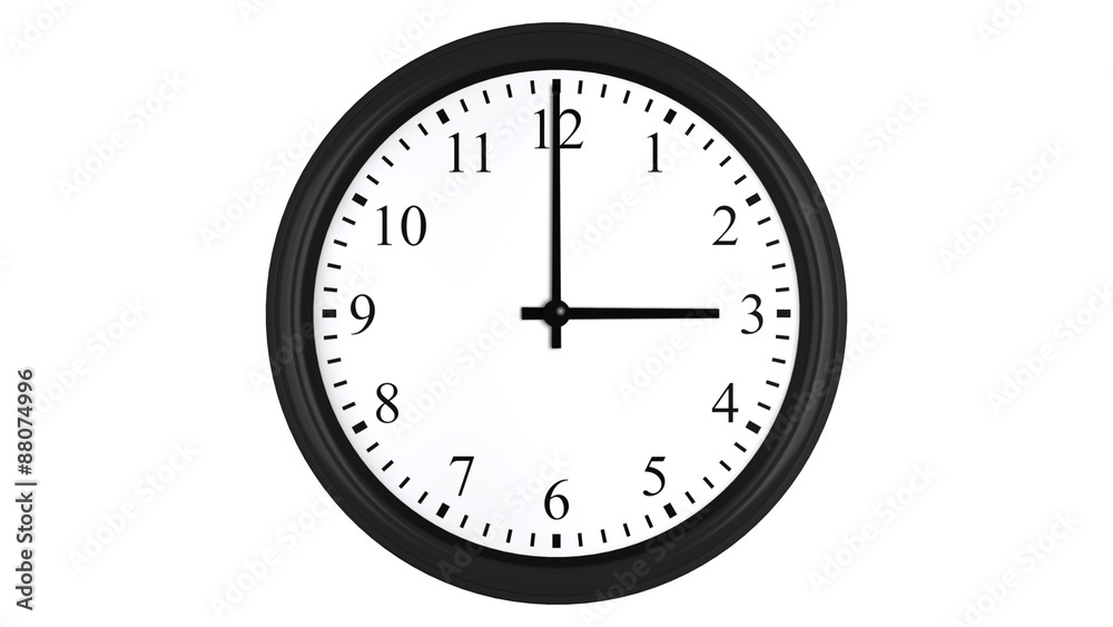 Realistic 3D clock set at 3 o'clock Stock Illustration | Adobe Stock