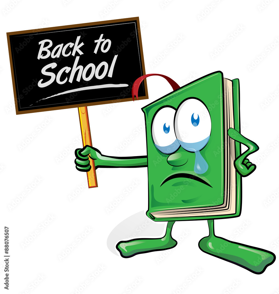 sad book cartoon with signboard Stock Vector | Adobe Stock