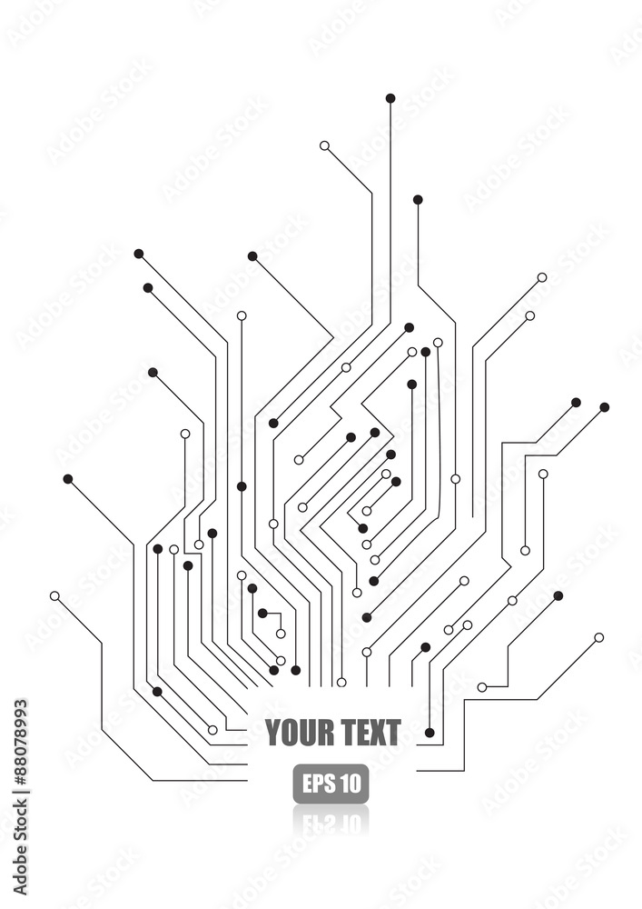 Vector : Electronic circuit on white background Stock Vector | Adobe Stock