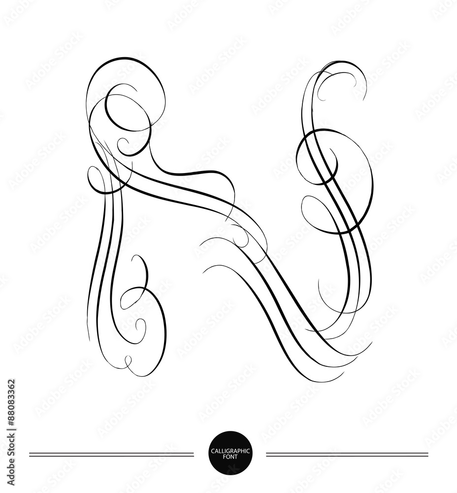 Calligraphic letter. Abstract font Stock Vector | Adobe Stock