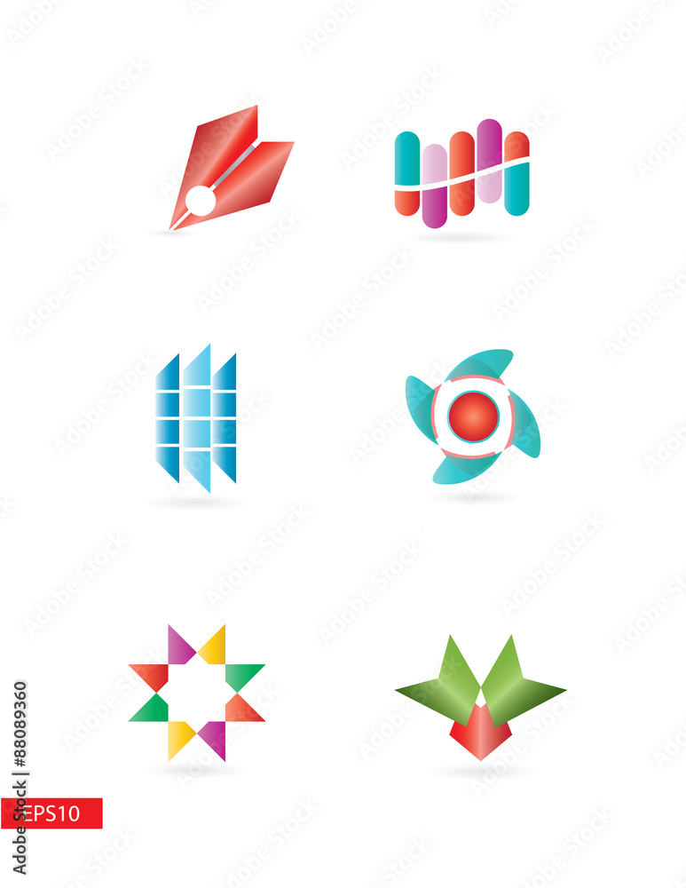 Colorful simple but elegant modern 3d logo elements set for various use ...