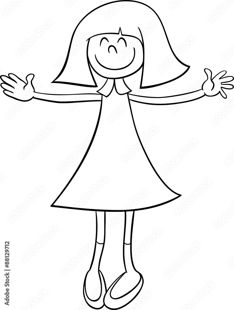 Happy Girl Coloring Pages