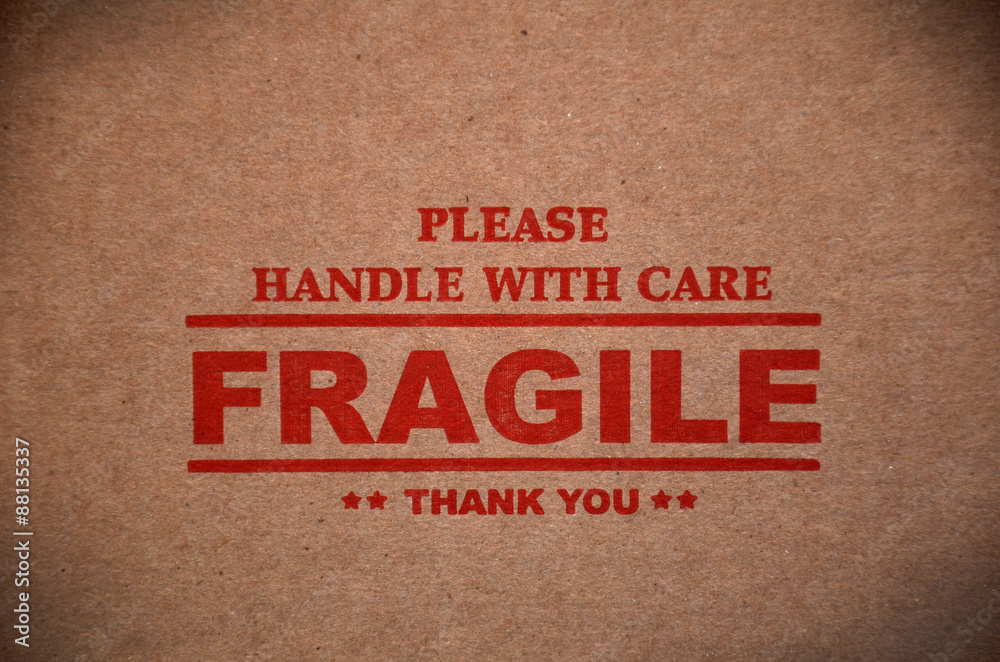 Fragile warning sign label Stock Photo | Adobe Stock