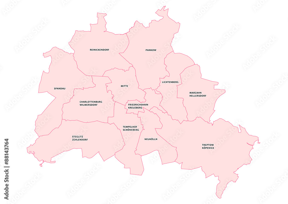 Vektorkarte mit Bezirken von Berlin Stock Vector | Adobe Stock