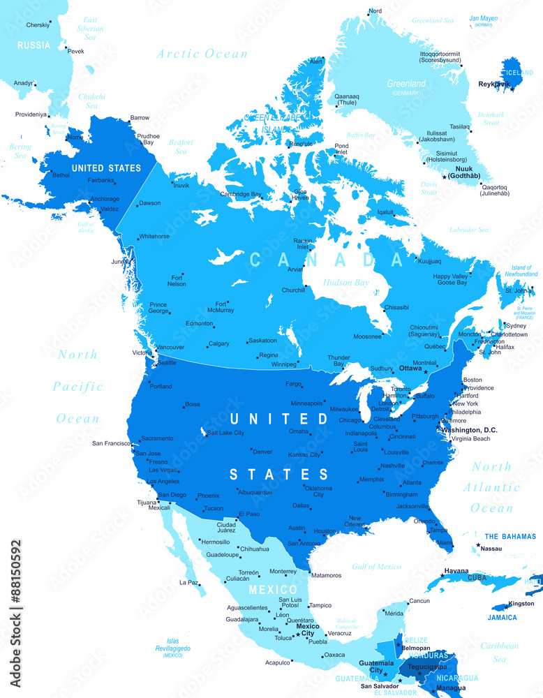 North America map - highly detailed vector illustration. Stock Vector ...