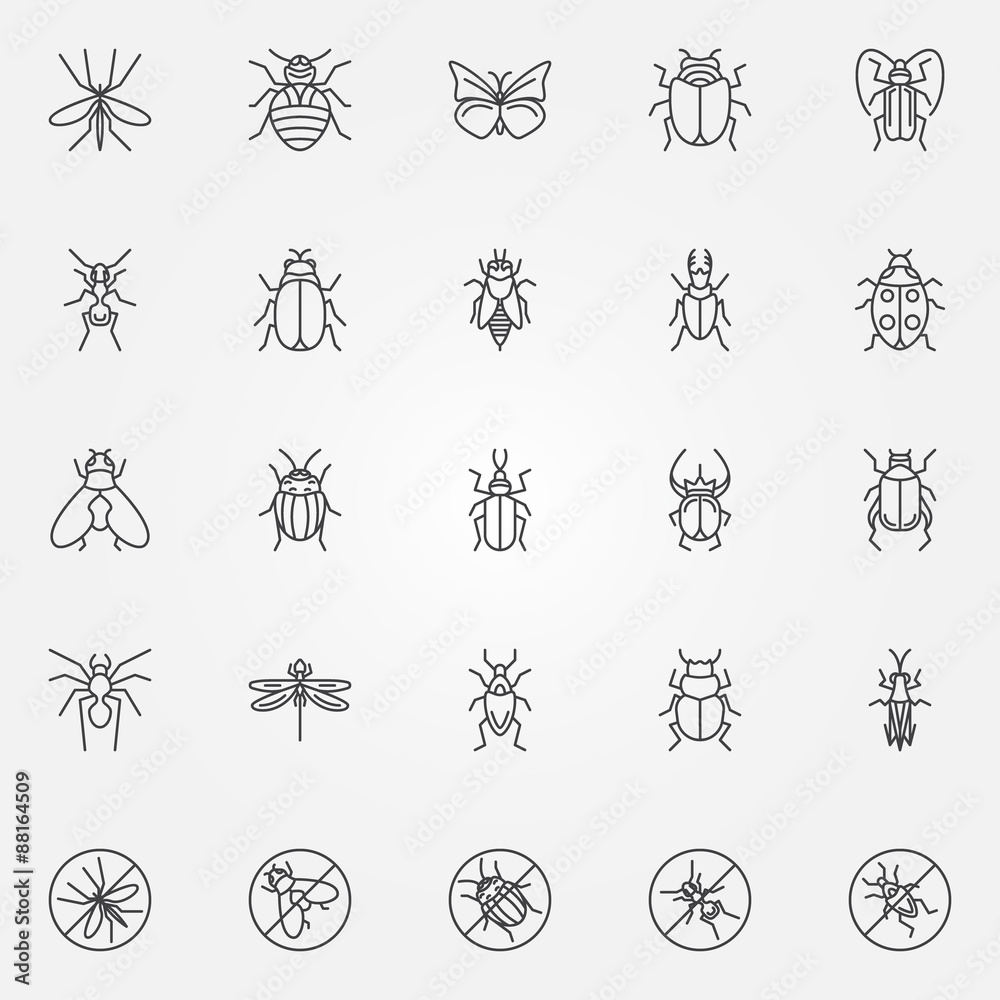 Insect icons set Stock Vector | Adobe Stock