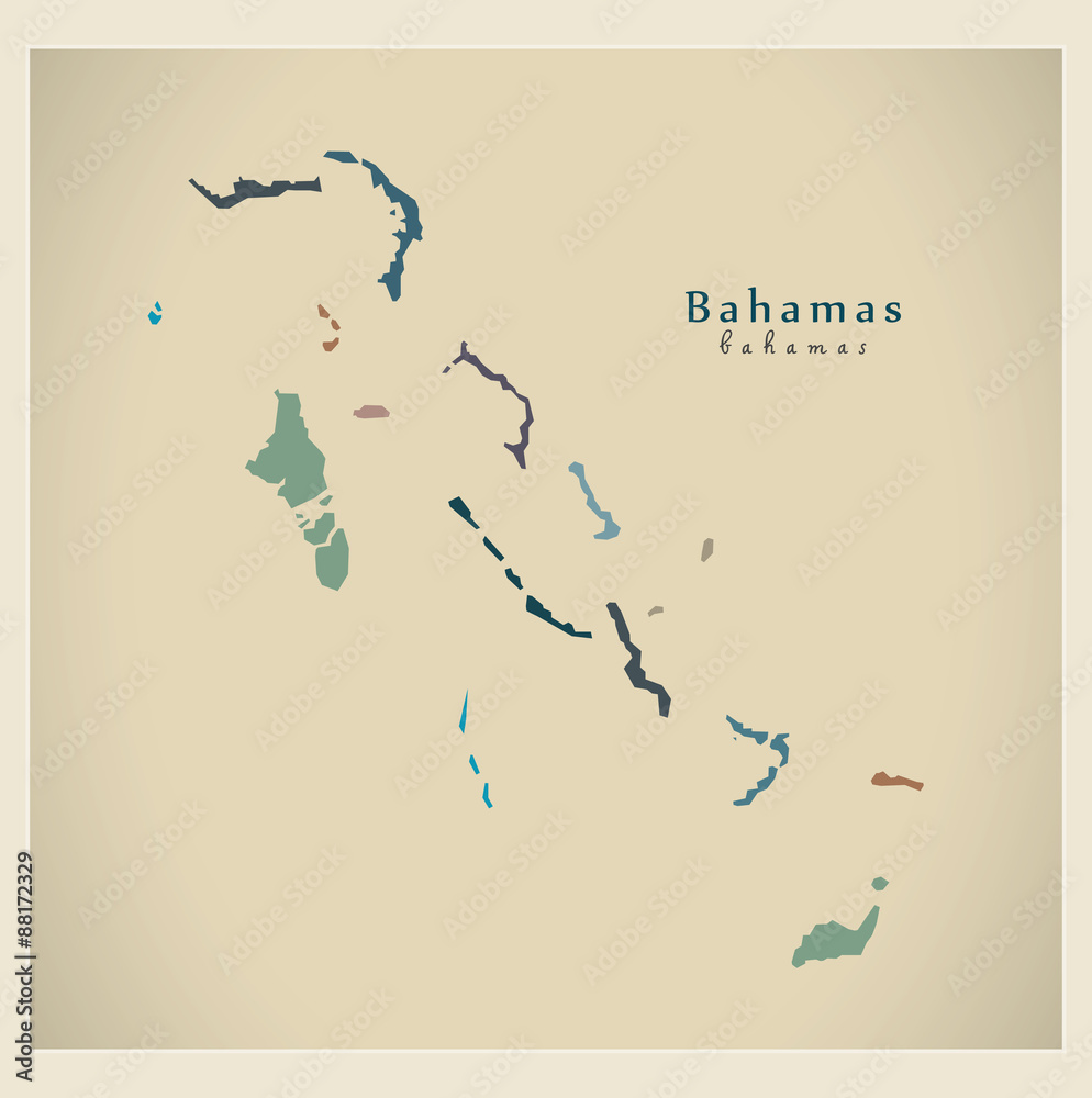 Modern Map - Bahamas with districts colored BS Stock Vector | Adobe Stock