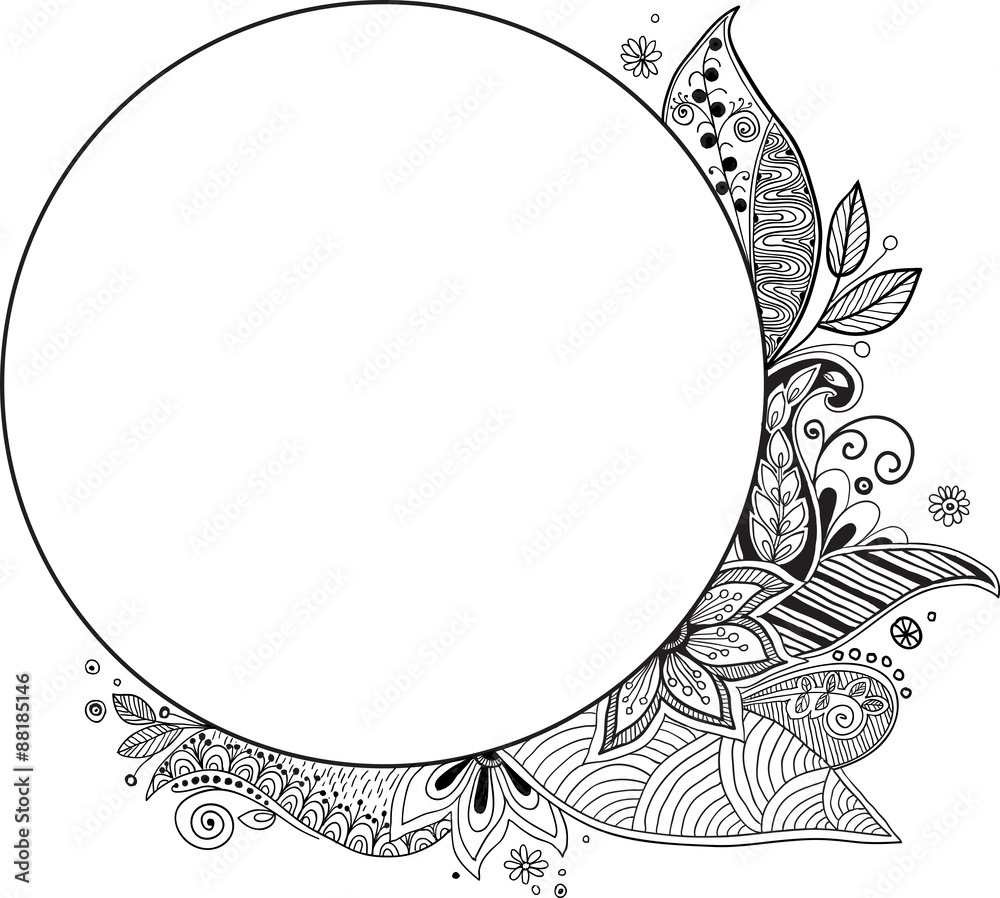 Floral frame. Hand drawn zentangle. Vector illustration. Stock Vector ...