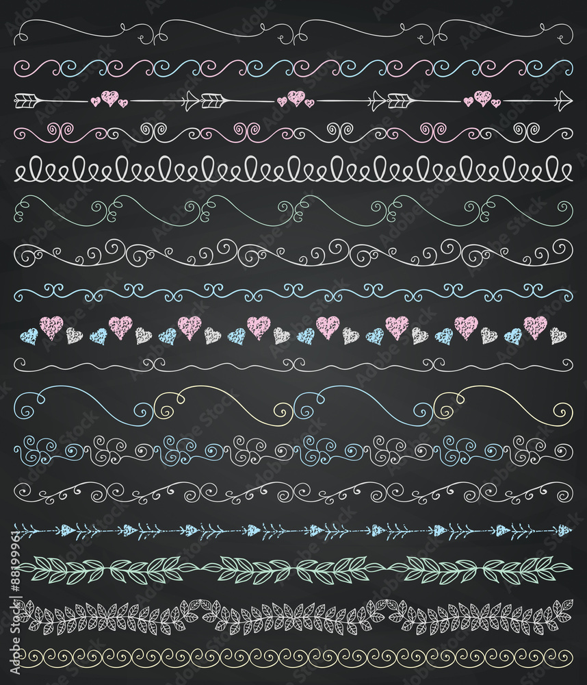 Vector Board Menu Hand Sketched Seamless Borders, Frames Stock Vector ...