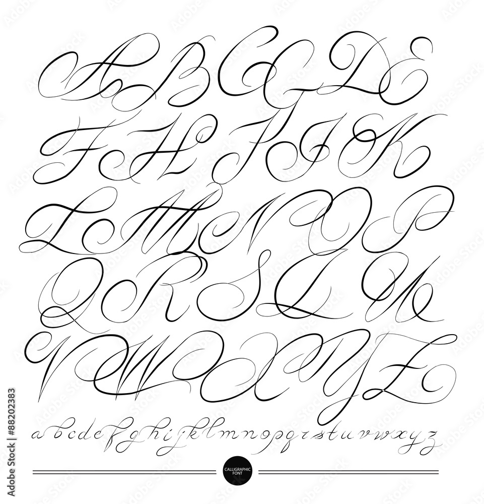 Calligraphic alphabet. Design elements Stock Vector | Adobe Stock