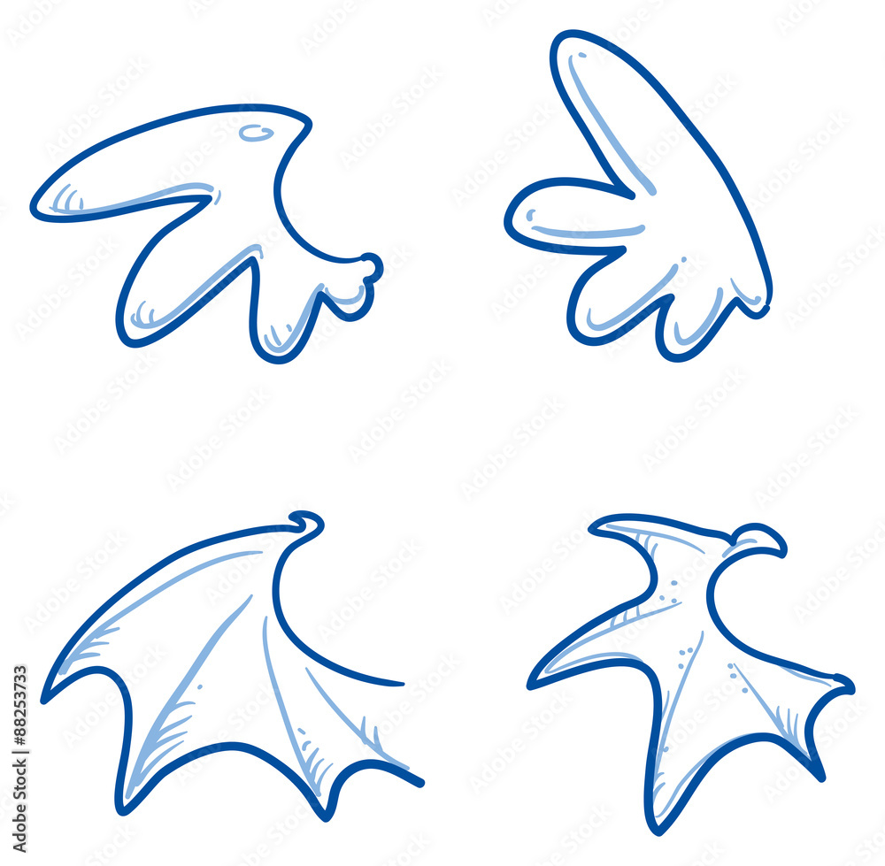 Cute little wings, angel, devil, dragon. Hand drawn doodle vector ...