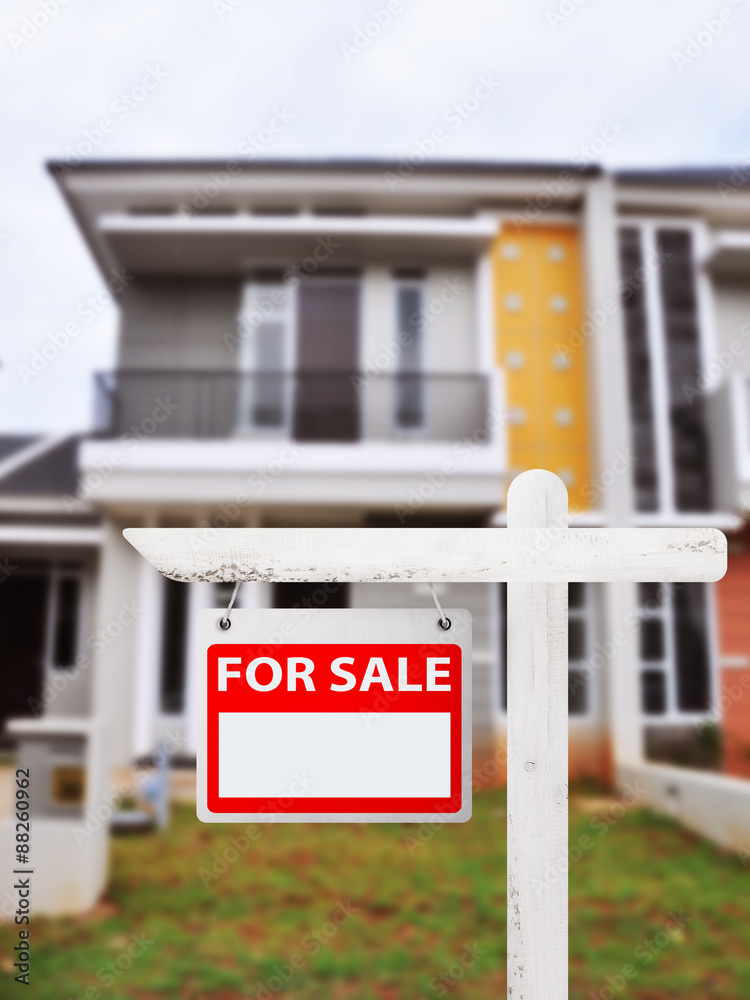 House for sale board with house background Stock Photo | Adobe Stock