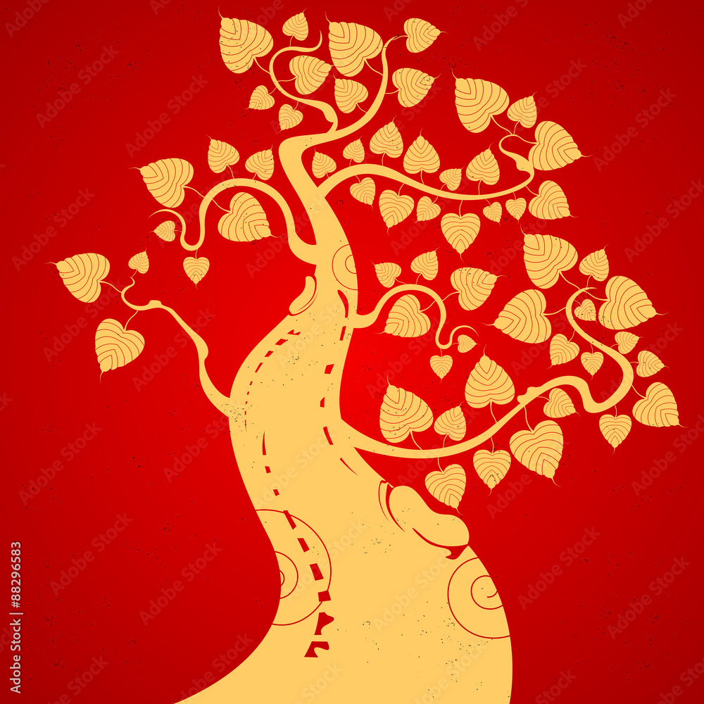 Bodhi tree on a red background Stock Vector | Adobe Stock