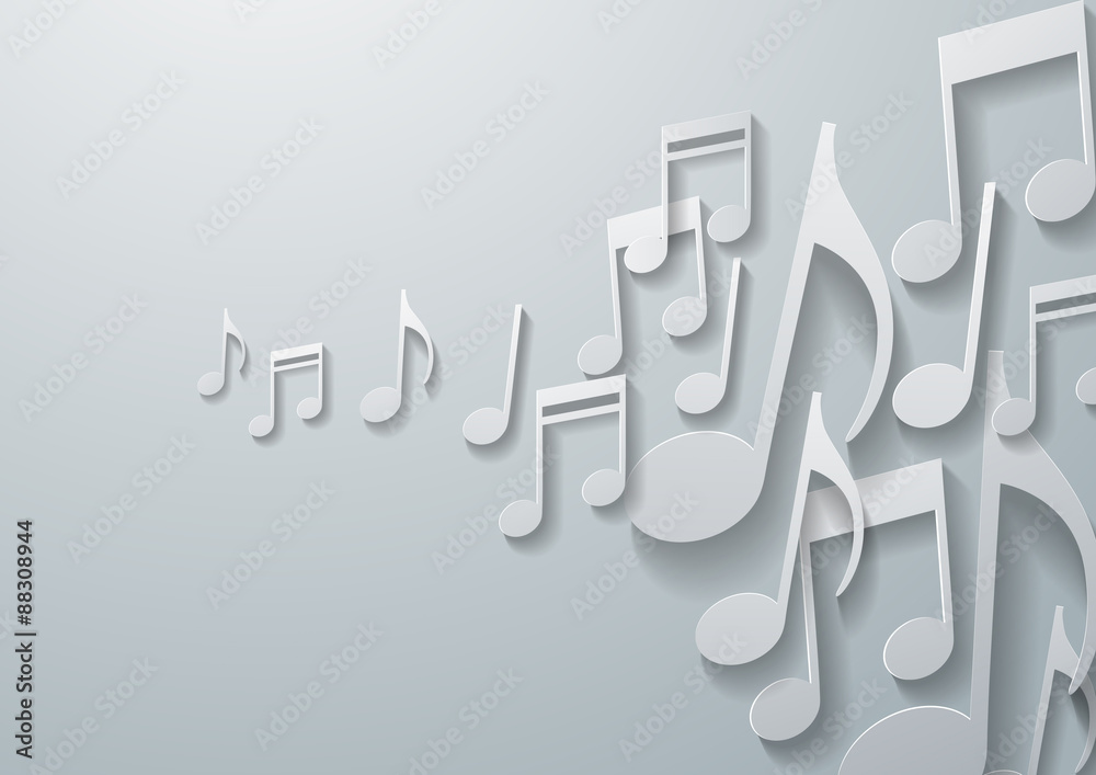 Music Notes on White Paper Background Stock Vector | Adobe Stock
