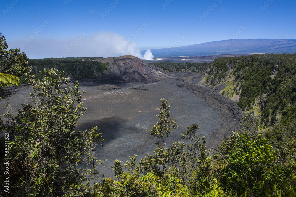 Volcanic crater before the smoking Kilauea Summit Lava Lake in the ...
