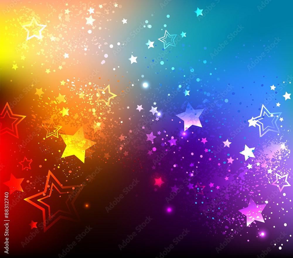 rainbow background with stars Stock Vector | Adobe Stock