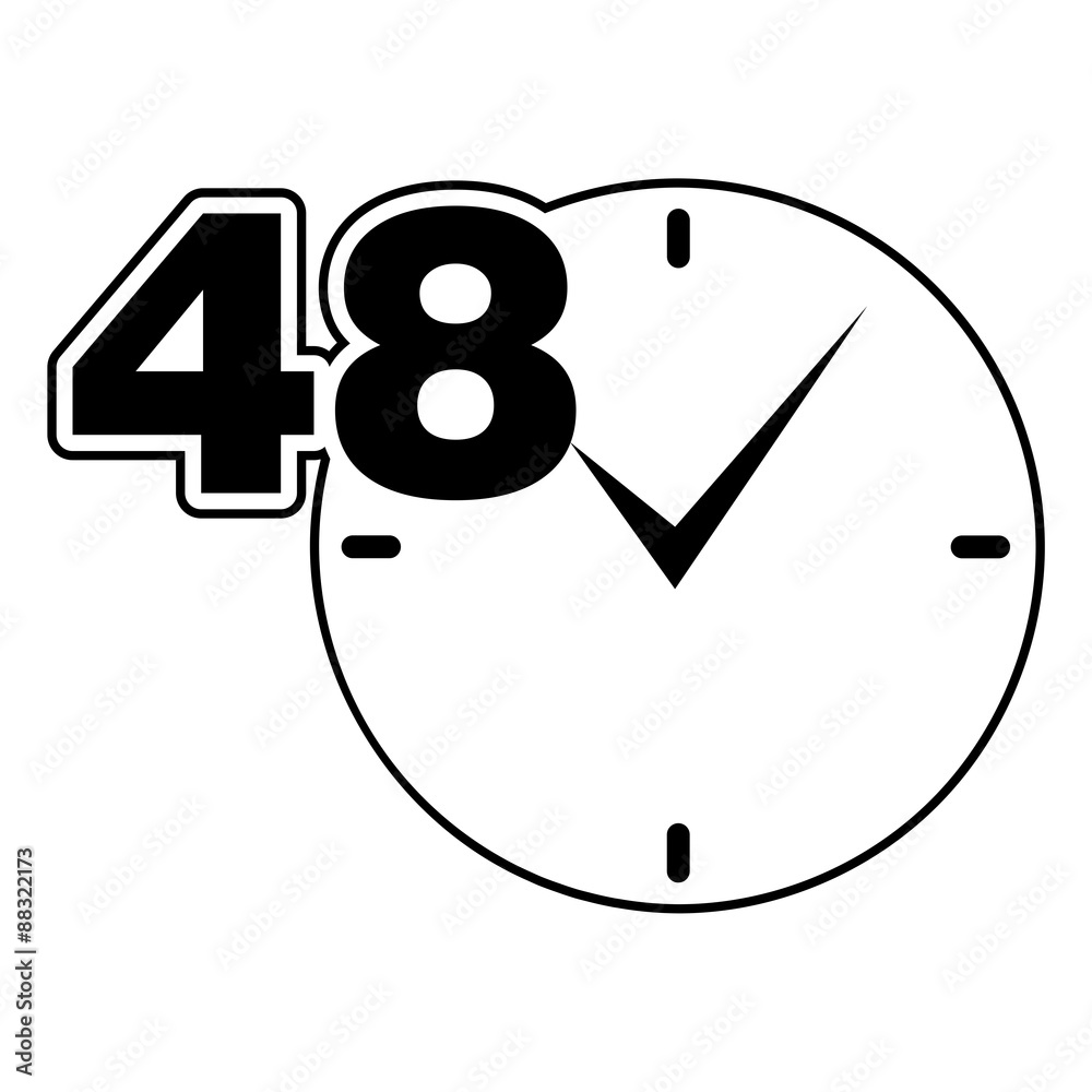 48 hours sign black clock Stock Vector | Adobe Stock