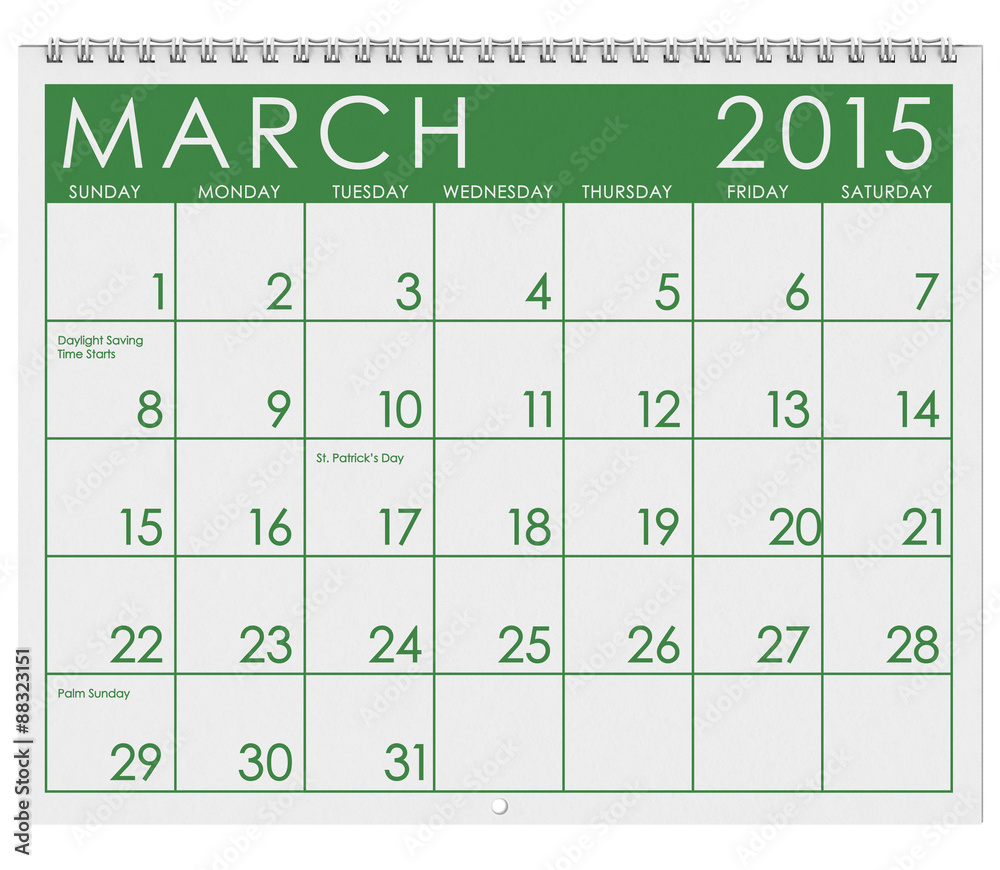 2015 Calendar: Month Of March | Uwalls.co.uk