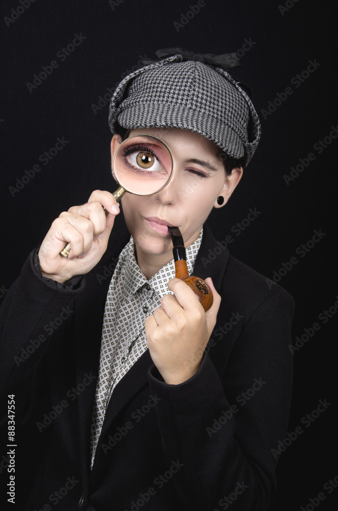 Woman as Sherlock Holmes foto de Stock | Adobe Stock