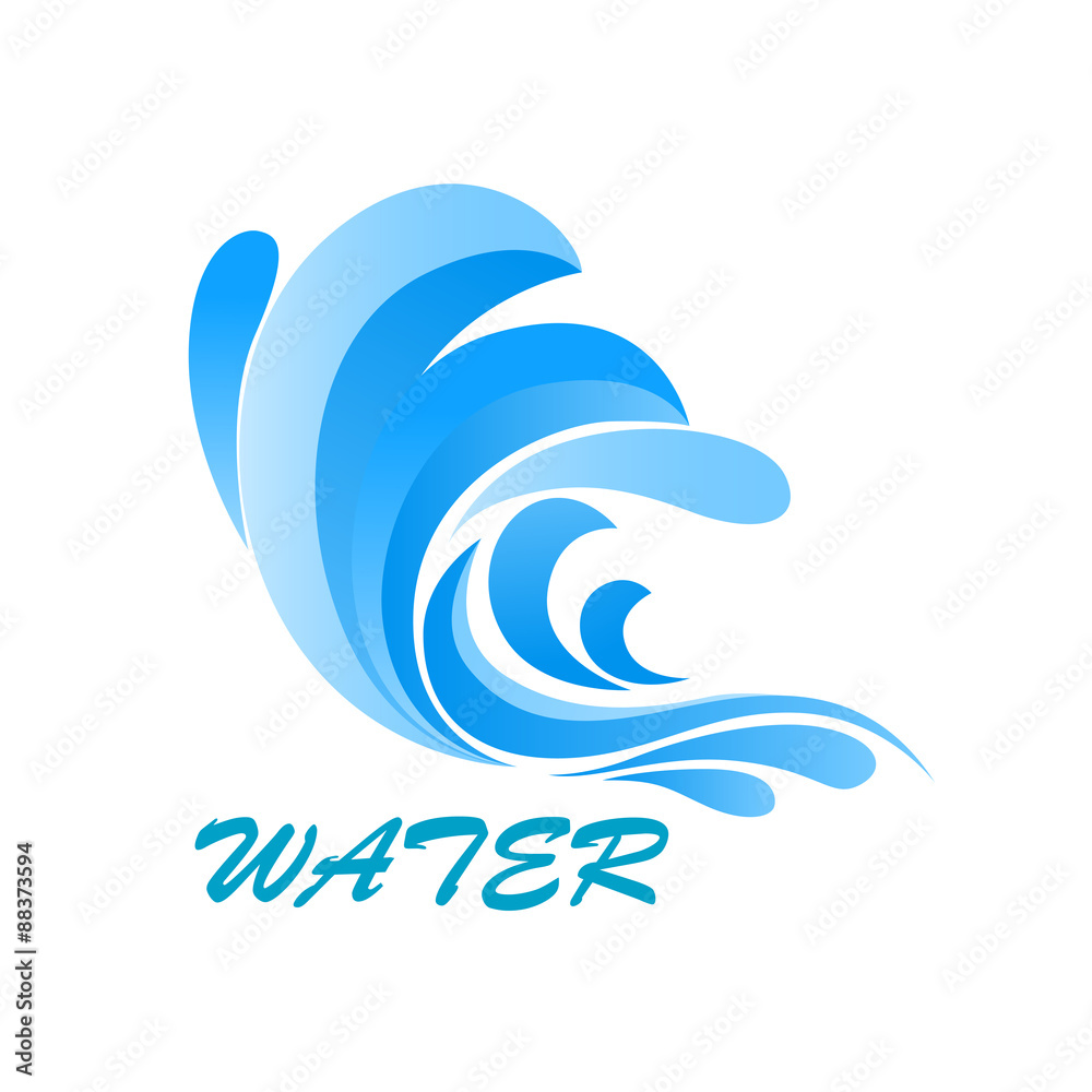 Wave symbol with flowing and curving water Stock Vector | Adobe Stock