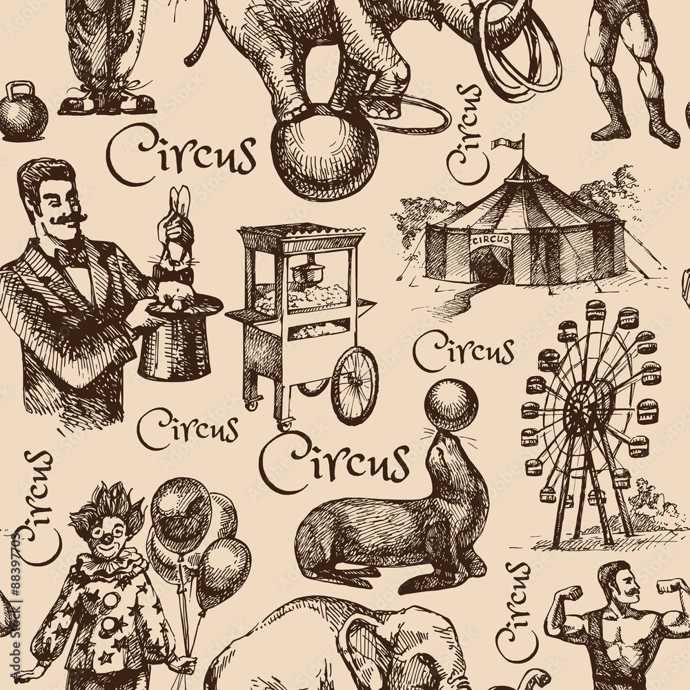 Hand drawn sketch circus and amusement vector illustration Stock Vector ...