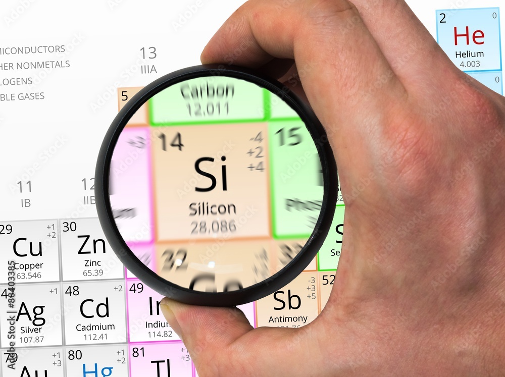 Silicon symbol - Si. Element of the periodic table zoomed with m Stock ...