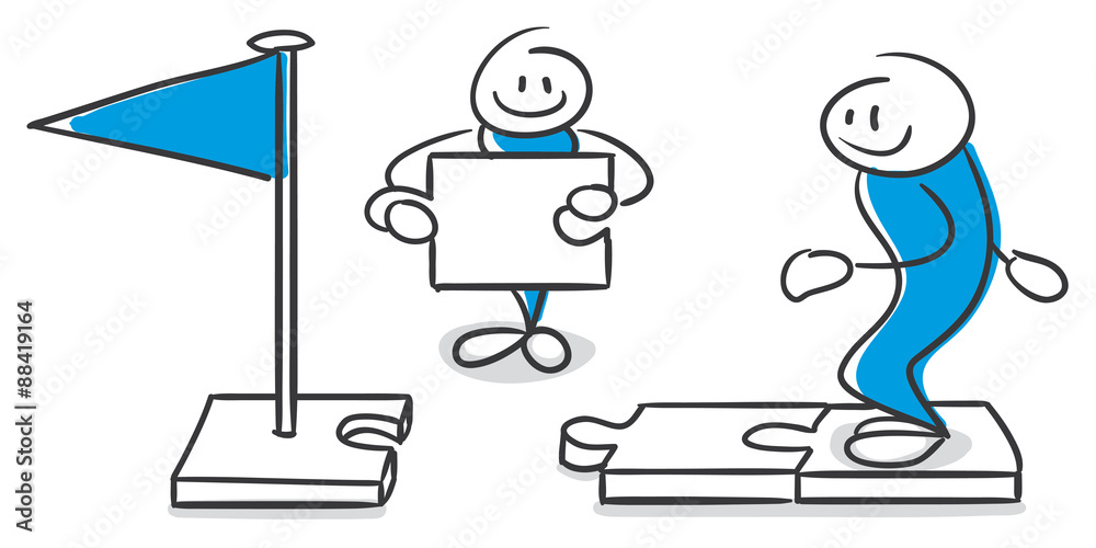 Stick Figure Series Blue Stock Vector | Adobe Stock