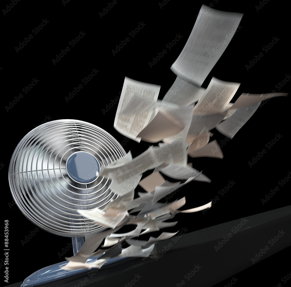 fan and winding paper concept background on isolate black Stock ...