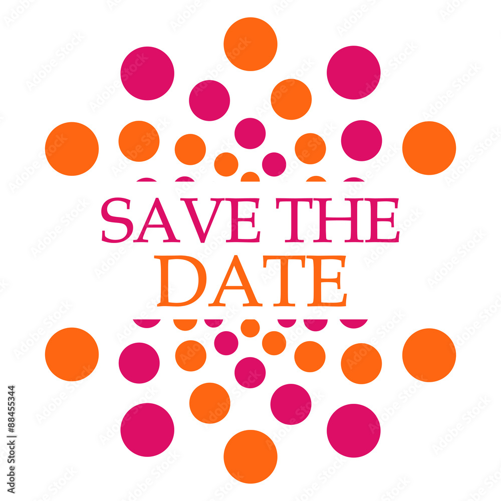 Save The Date Pink Orange Dots Stock-Illustration | Adobe Stock
