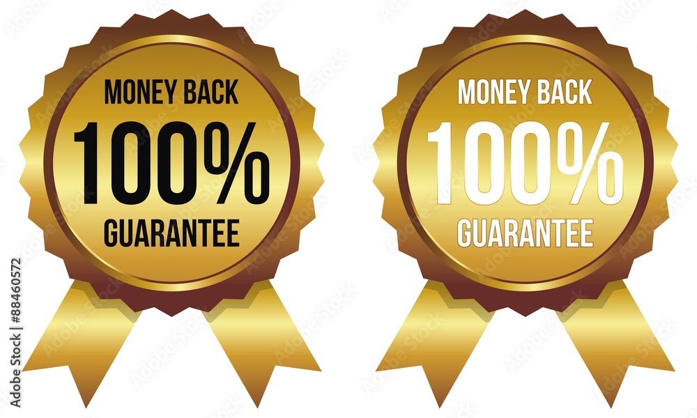 Guarantee Icons Gold Color. Money Back Guarantee 100% Gold Color. Stock ...