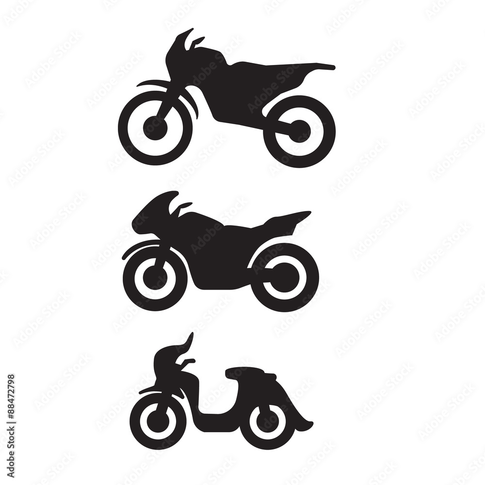 motorbike motorcycle symbols in black silhouette Stock Vector | Adobe Stock