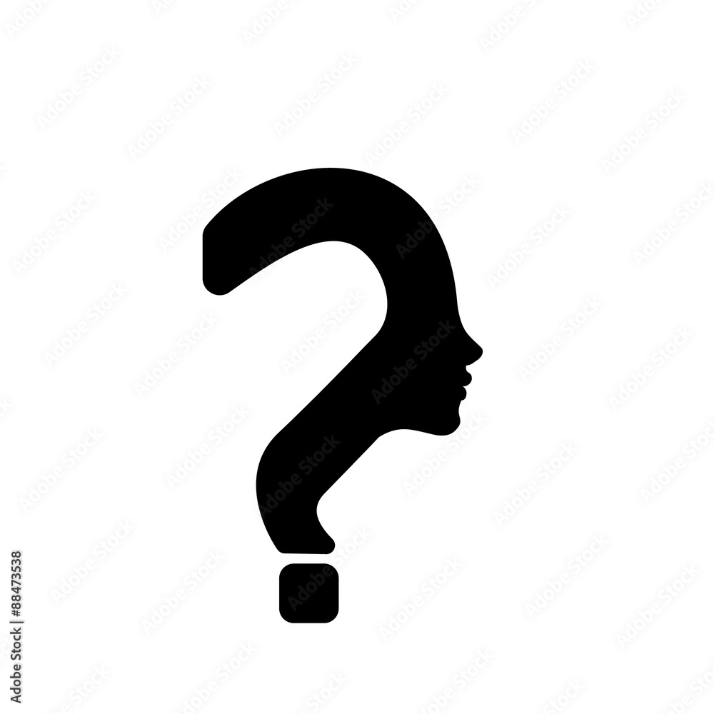 question mark head black symbol vector Stock Vector | Adobe Stock