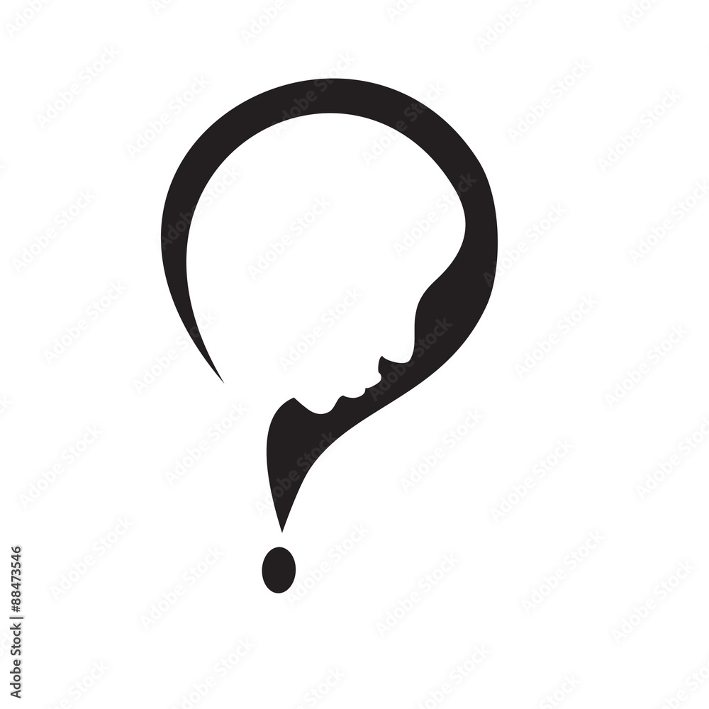 question mark head black symbol vector Stock Vector | Adobe Stock
