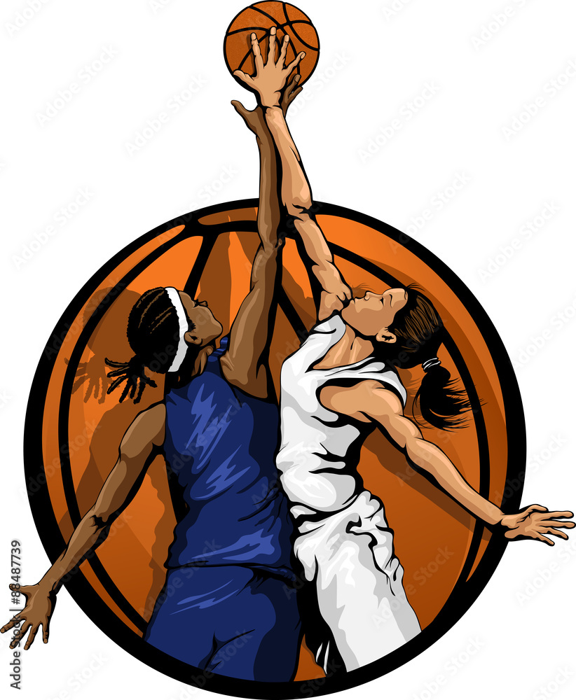 Vecteur Stock Women Basketball Jump Ball color | Adobe Stock