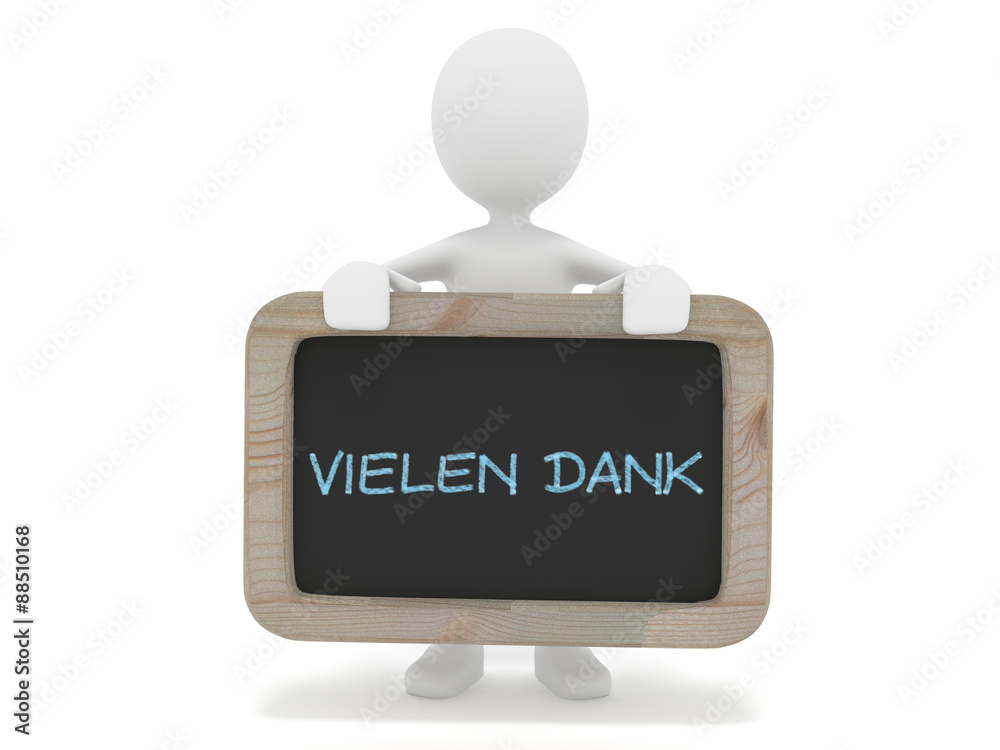 3D Männchen mit Tafel „Vielen Dank“ Stock Illustration | Adobe Stock