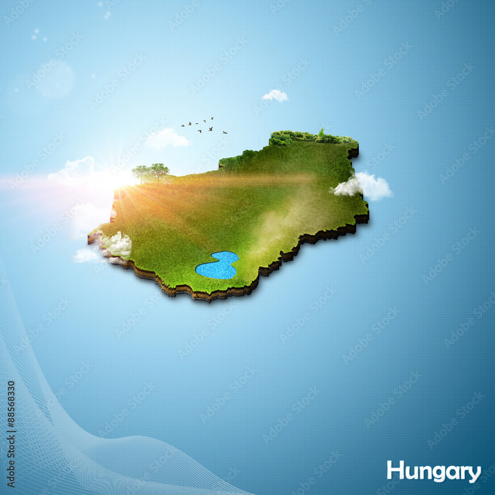 Realistic 3D map of Hungary Stock Illustration | Adobe Stock