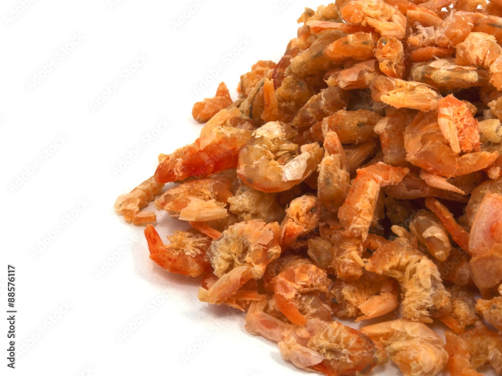 dried salted prawn,dried shrimp isolated on a white background,Sun ...