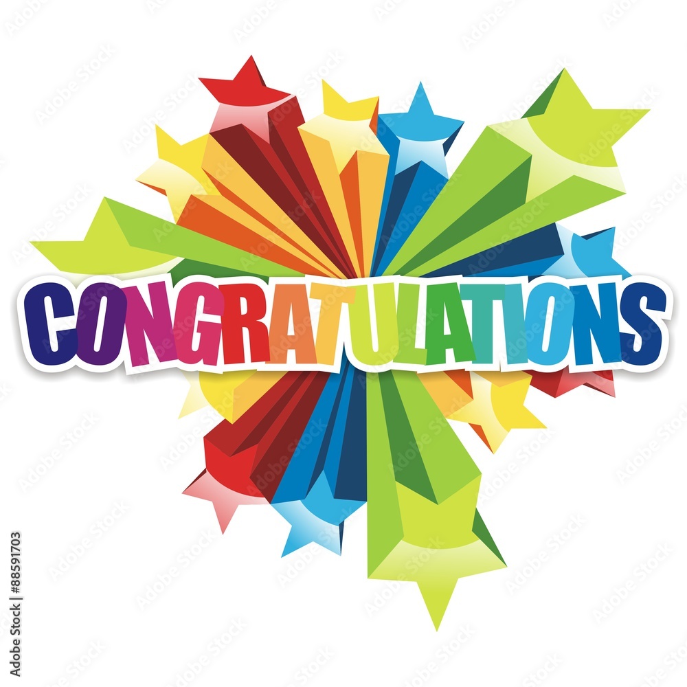 congratulations icon. congratulations colorful on white background ...