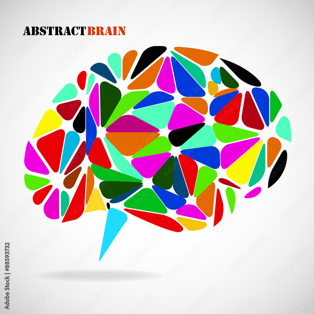 Abstract geometric human brain from colorful triangles. Vector Stock ...