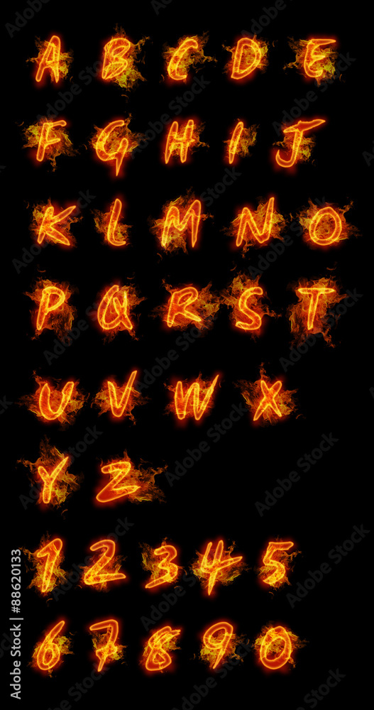 Fire font collection. 素材庫插圖 | Adobe Stock