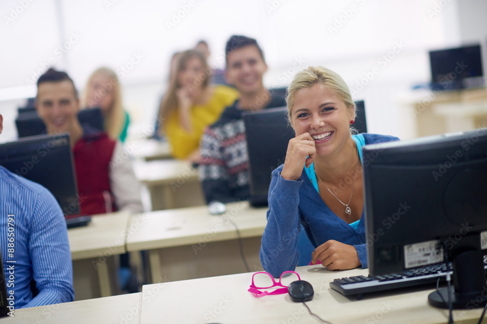 students group in computer lab classroom Stock Photo | Adobe Stock