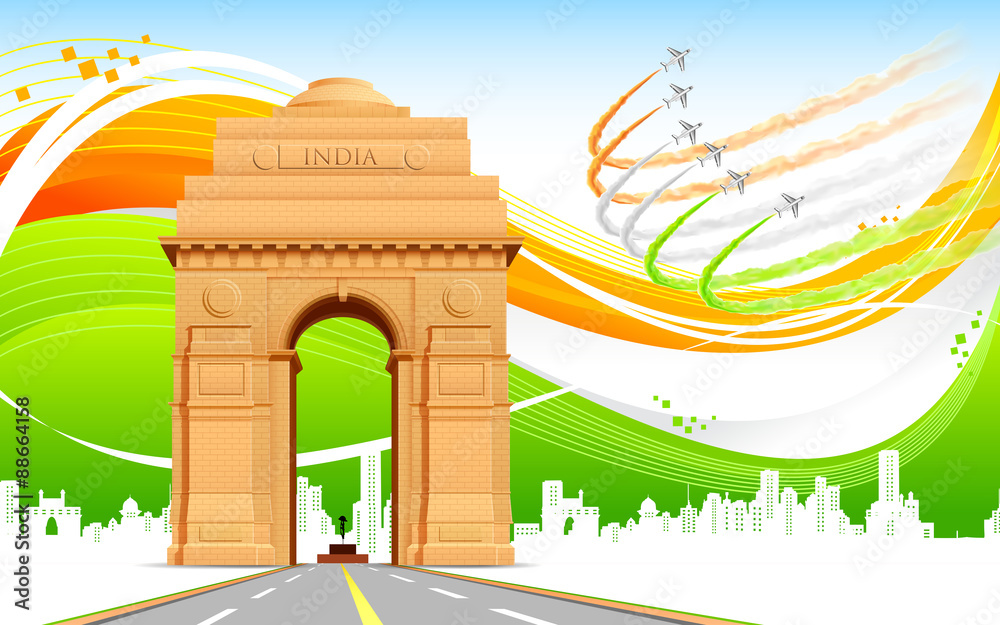 India Gate on Tricolor Background Stock Vector | Adobe Stock
