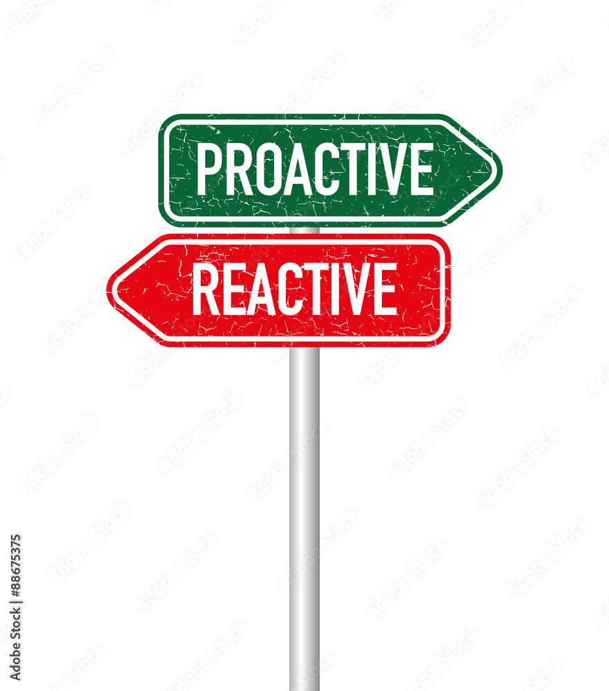 Proactive and Reactive signpost vector de Stock | Adobe Stock