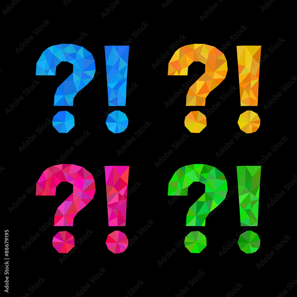 set an exclamation point and question mark on a black background Stock ...