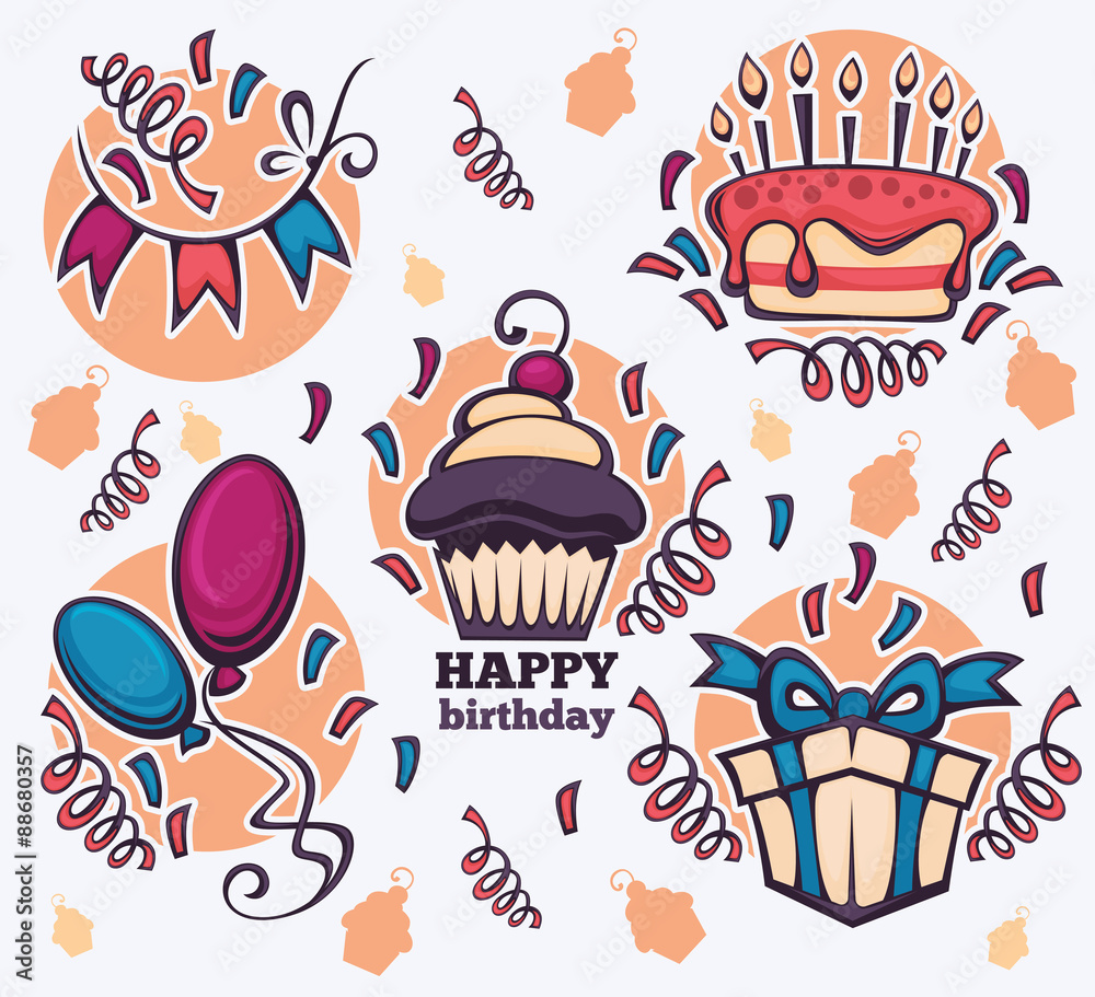 vector collection of birthday celebration icons and emblems Stock ...
