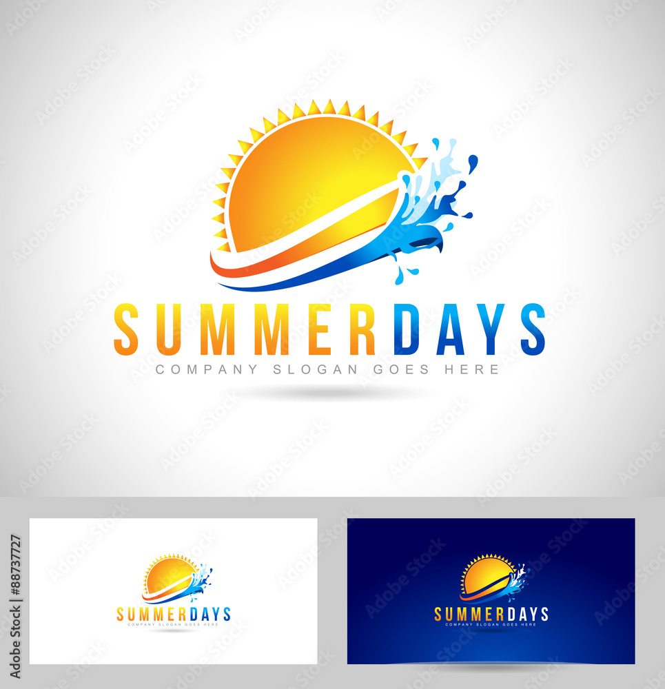 Sun Summer Logo Design Vector Stock Vector | Adobe Stock