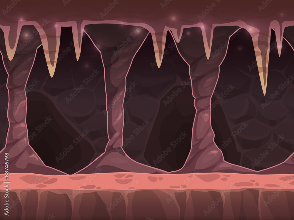 Seamless cartoon cave landscape Stock Vector | Adobe Stock