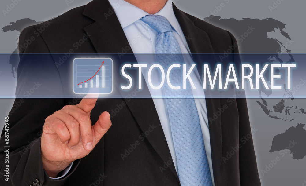 Stock Market - Businessman with uptake chart Stock Photo | Adobe Stock