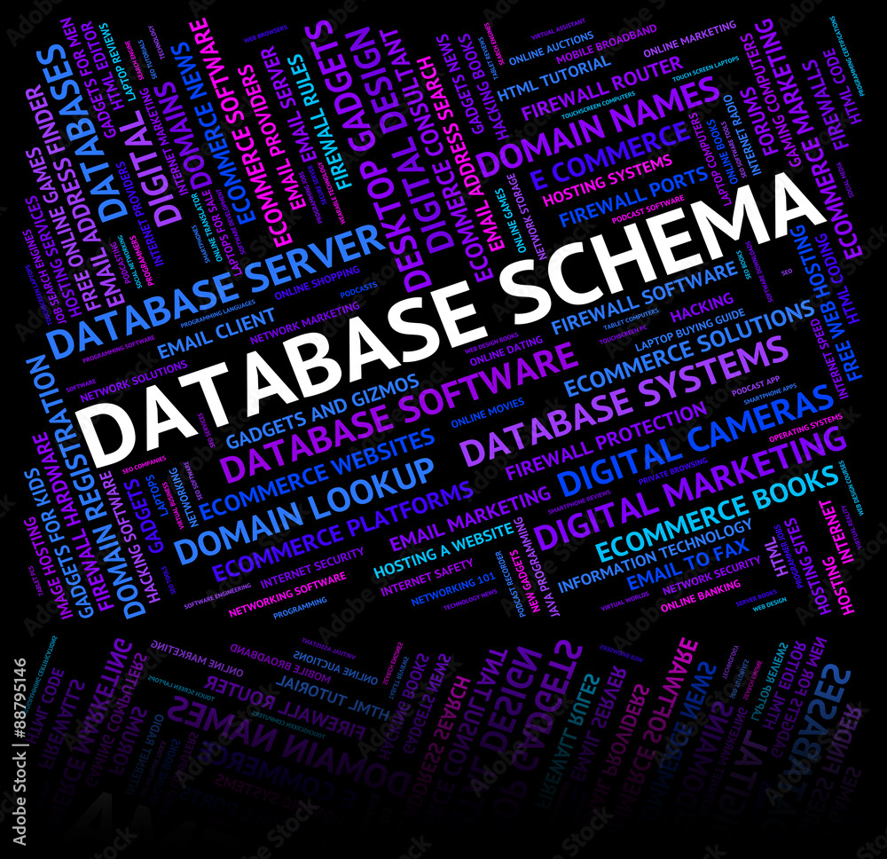 Database Schema Indicates Schemas Charts And Word Stock Illustration ...