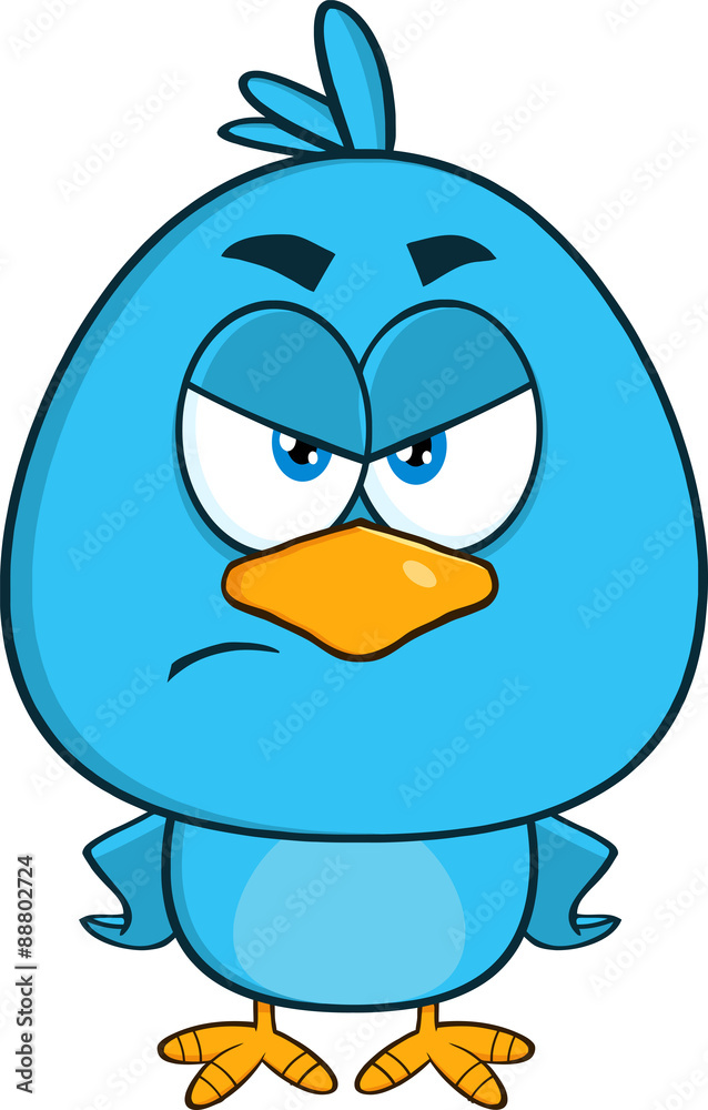 Angry Blue Bird Cartoon Character Stock Vector | Adobe Stock